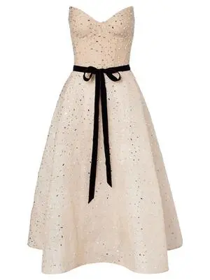 Monique Lhuillier Belted Embellished Cocktail Dress - Pink