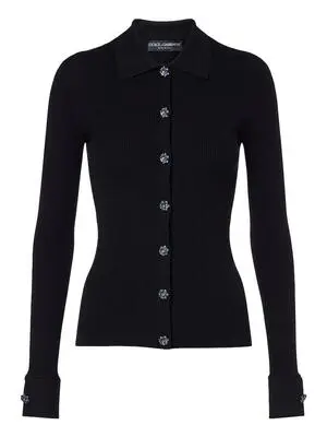 Dolce & Gabbana Ribbed Knit Cardigan - Black