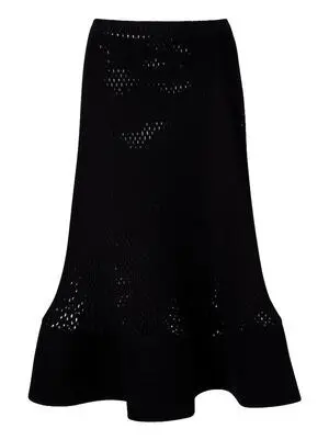 Alaïa Open-knit Wool-blend Midi Skirt - Black