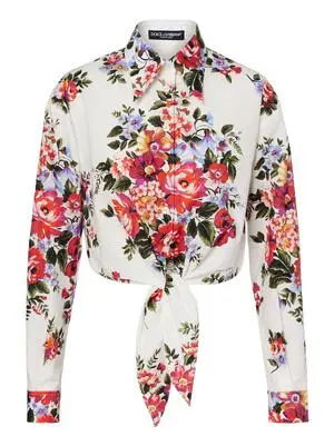 Dolce & Gabbana Floral Cropped Cotton Shirt - Multicoloured