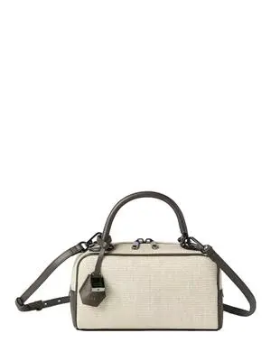 Brunello Cucinelli Explorer Small Boston Bag In Techno Raffia And Leather - Neutrals