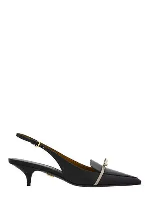 FERRAGAMO 40mm Pointed Bow-detail Slingback Pumps - Black
