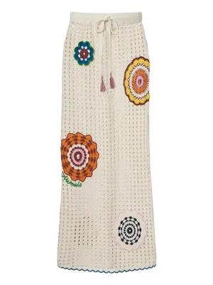 ALEMAIS Alémais Elma Crochet Embroidered Maxi Skirt - White
