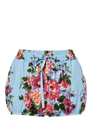 Dolce & Gabbana Floral Cotton Poplin Shorts - Blue