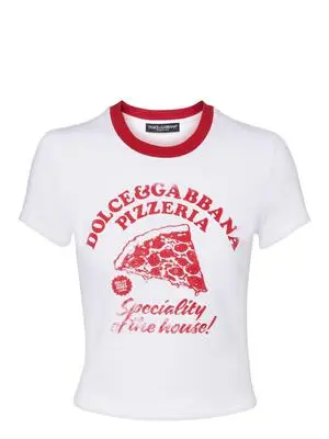 Dolce & Gabbana Printed Cotton-blend Jersey T-shirt - White