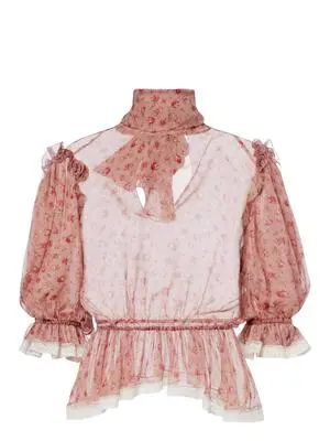 Dolce & Gabbana Floral Silk And Cotton Chiffon Blouse - Pink