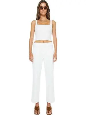 MOTHER The Patch Pocket Mid Rise Jeans - White
