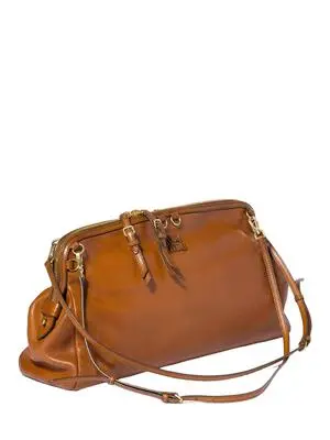 Miu Miu Caprice Leather Clutch - Cognac