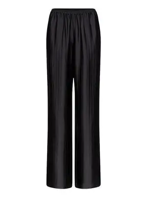 Loulou De Saison Striped Silk Blend Wide Leg Trousers - Black