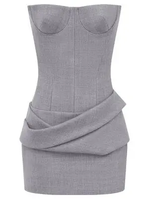 Alex Perry Wool Suiting Corset Mini Dress - Grey