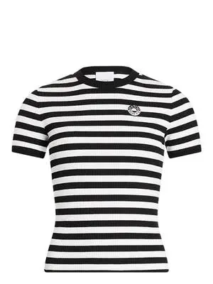 Patou Striped Ribbed Tee - Black & White