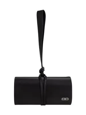 Balenciaga Satin Clutch With Looped Hand Strap - Black