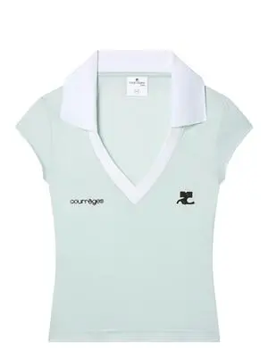 COURRÃ¨GES Sports Cropped Polo Top - Blue