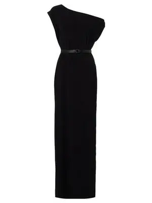 Norma Kamali Belted One-shoulder Maxi Dress - Black