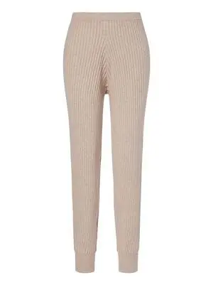 Jardin Des Orangers Ribbed-knit Cotton And Cashmere Sweatpants - Beige