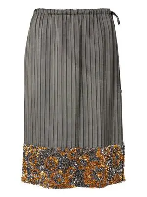 Dries Van Noten Sequined Striped Midi Skirt - Grey