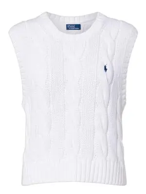 Polo Ralph Lauren Logo Cable-knit Cotton Sweater Vest - White