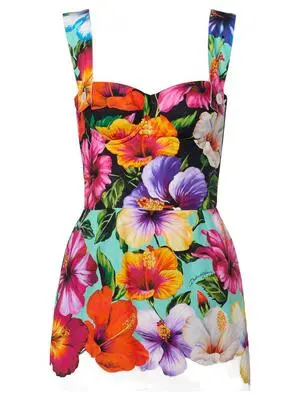 Dolce & Gabbana Floral Cotton Mini Dress - Multicoloured