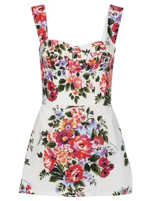 Dolce & Gabbana Floral Cotton Minidress - White