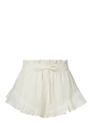 MONTCE Ruffled Cotton Shorts - White