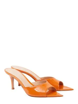 GIANVITO ROSSI Patent Leather Mules - Orange