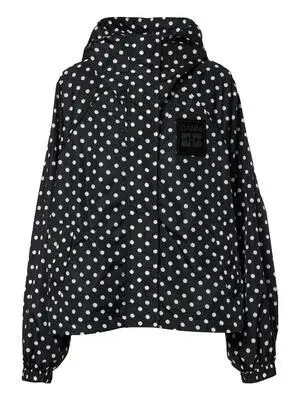 GANNI Polka-dot Hooded Jacket - Black