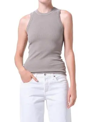 AGOLDE Leigh Rib Racerback Tank - Drab Military