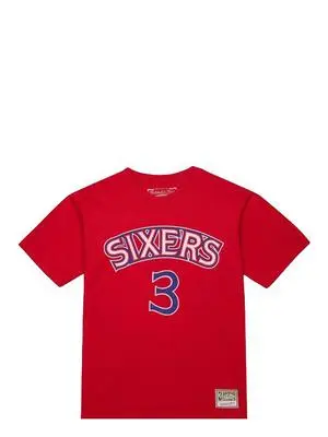 Mitchell & Ness Allen Iverson Philadelphia 76ers Hardwood Classics Name & Number T-shirt - Red