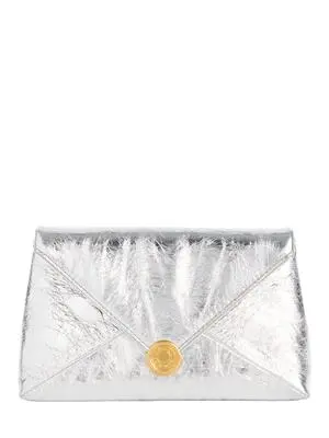 Dries Van Noten Metallic Leather Envelope Clutch - Silver 952