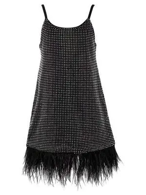 LOLA + THE BOYS Crystal Feather Dress - Black