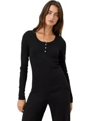 PACT Dream Rib Slim Henley - Black