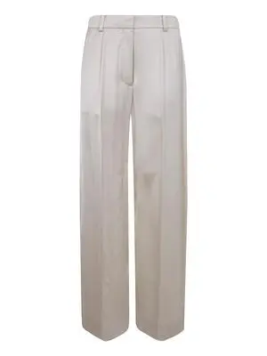 TOTEME Wide Leg Satin Trousers - White