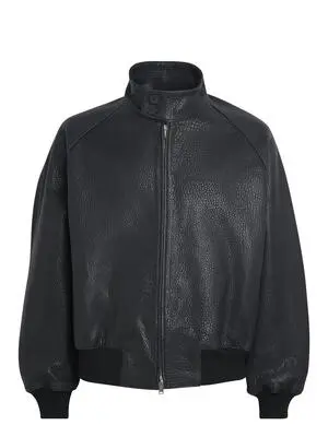 Studio Nicholson Leather Harrington Jacket - Black