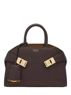 FERRAGAMO Hug Mini Leather Handbag - Brown