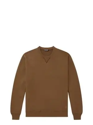 TOM FORD Logo-embroidered Cotton-jersey Sweatshirt - Brown