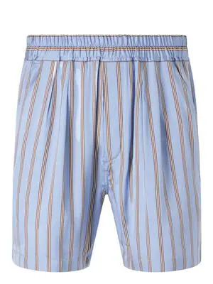 TOM FORD Straight-leg Striped Silk-twill Shorts - Blue