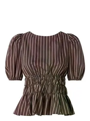 Pinko Striped Ruched Blouse - Brown
