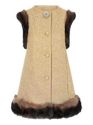 Valentino Garavani Embellished Metallic Tweed Vest - Gold