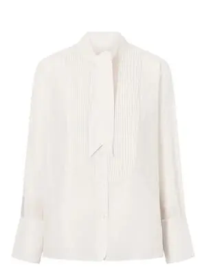 TWP Cotton And Silk-blend Shirt With Pussy-bow - Off-white