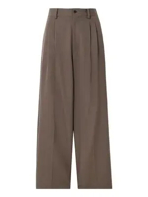 SSSTEIN Pleated Wool-twill Wide-leg Pants - Neutrals