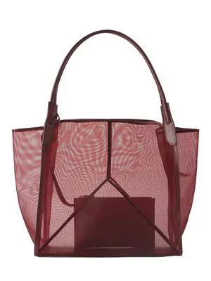 Victoria Beckham Leather-trimmed Mesh Tote - Burgundy