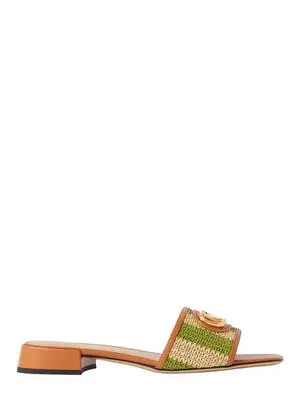 Valentino Garavani Vlogo Raffia Slides - Green