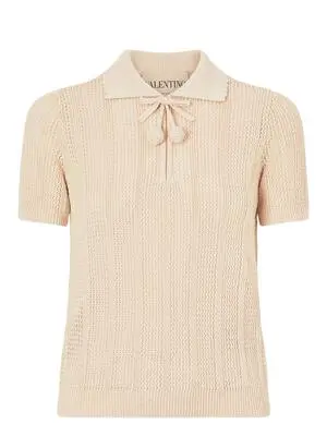 Valentino Garavani Pointelle-knit Cotton Polo Shirt - Cream