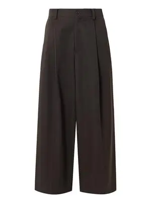 SSSTEIN Pleated Wool-Twill Wide-Leg Pants Brown