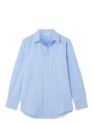 MOTHER The Bestie Embroidered Cotton Shirt - Blue