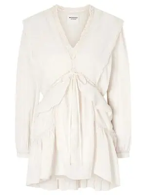 MARANT ETOILE Damya Lace-trimmed Mini Dress - Neutrals