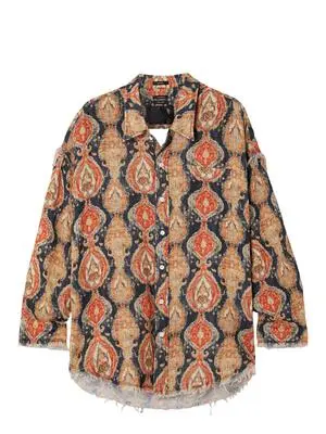 R13 Frayed Printed Cotton Shirt - Multi