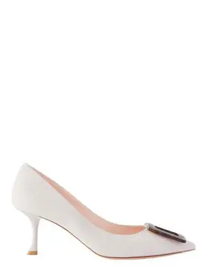ROGER VIVIER Viv In The City 65 Buckled Suede Pumps - Gray