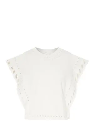 MARANT ETOILE Odyle Broderie Anglaise Cotton Top - White