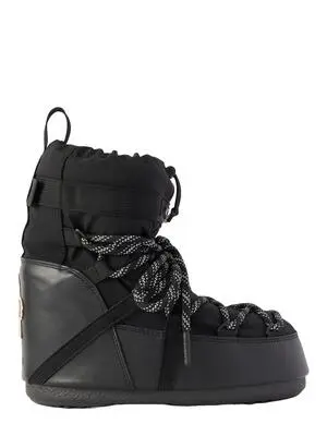 Moncler Moon Boot Icon Shell And Leather Snow Boots - Black